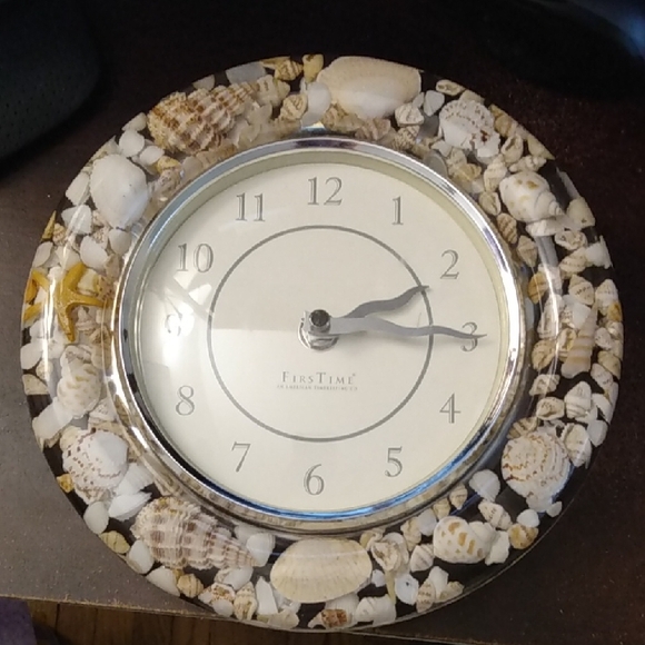 First Time | Wall Decor | Vintage First Time Seashell Wall Clock White ...